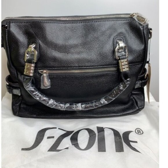 S-Zone | Bags | Szone Black Pebble Genuine Leather Satchel Handbag ...